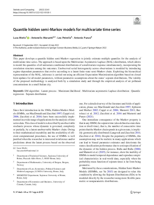 (PDF) Quantile hidden semi-Markov models for multivariate time series
