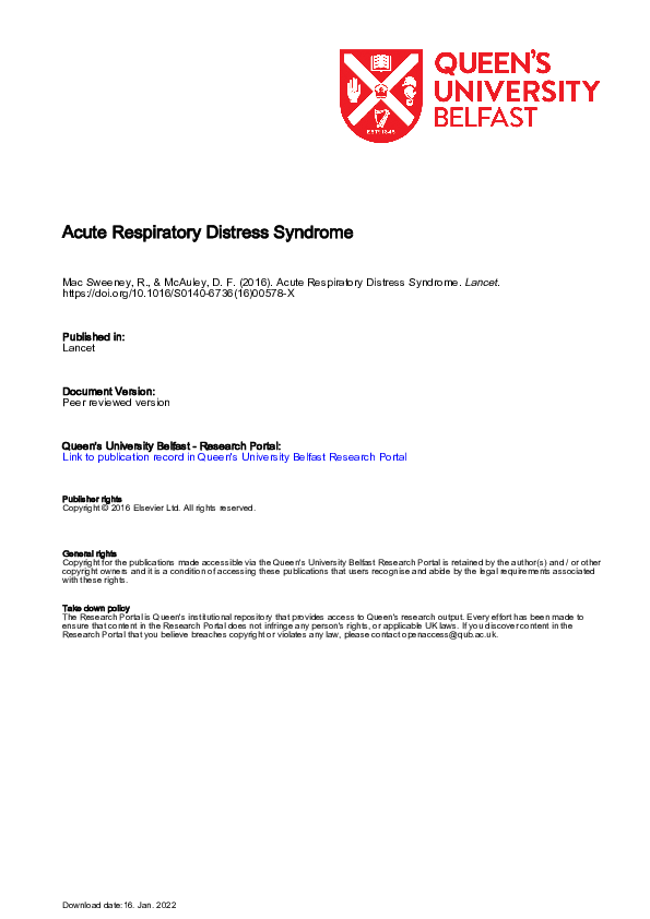 (PDF) Acute Respiratory Distress Syndrome