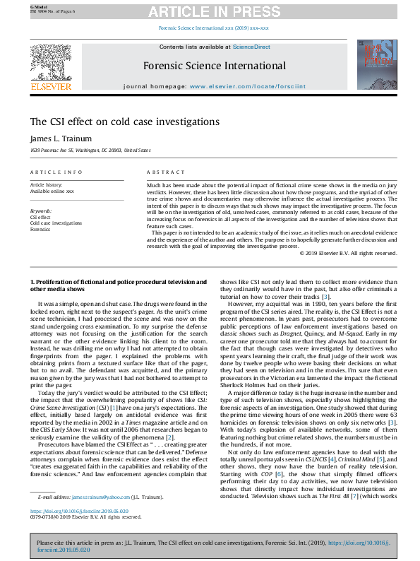 (PDF) The CSI effect on cold case investigations