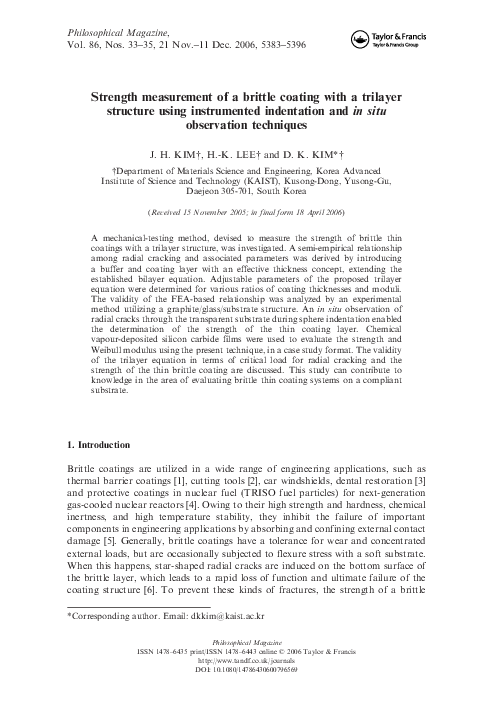 (PDF) Strength measurement of a brittle coating with a trilayer ...