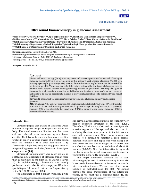 (PDF) Ultrasound biomicroscopy in glaucoma assessment