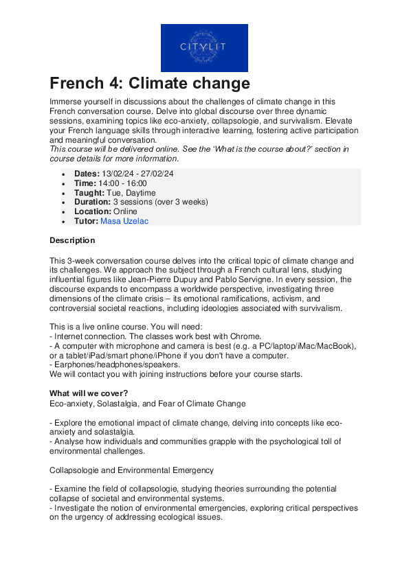 (PDF) French 4: Climate change