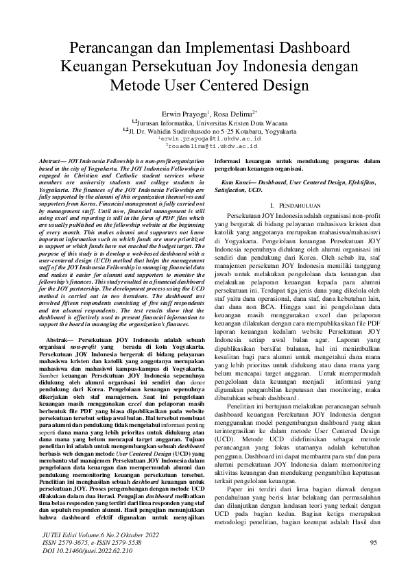 (PDF) Perancangan dan Implementasi Dashboard Keuangan Persekutuan Joy Indonesia dengan Metode ...