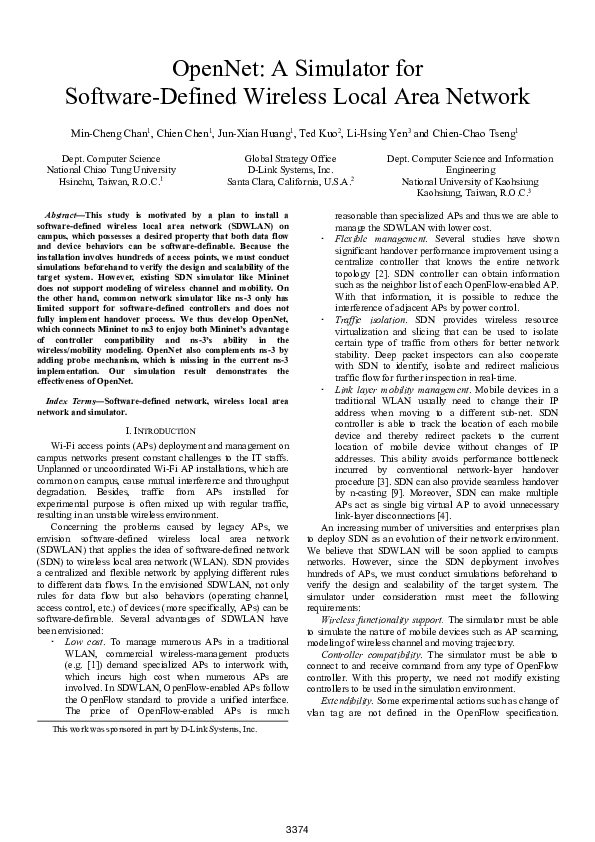 (PDF) OpenNet: A simulator for software-defined wireless local area network