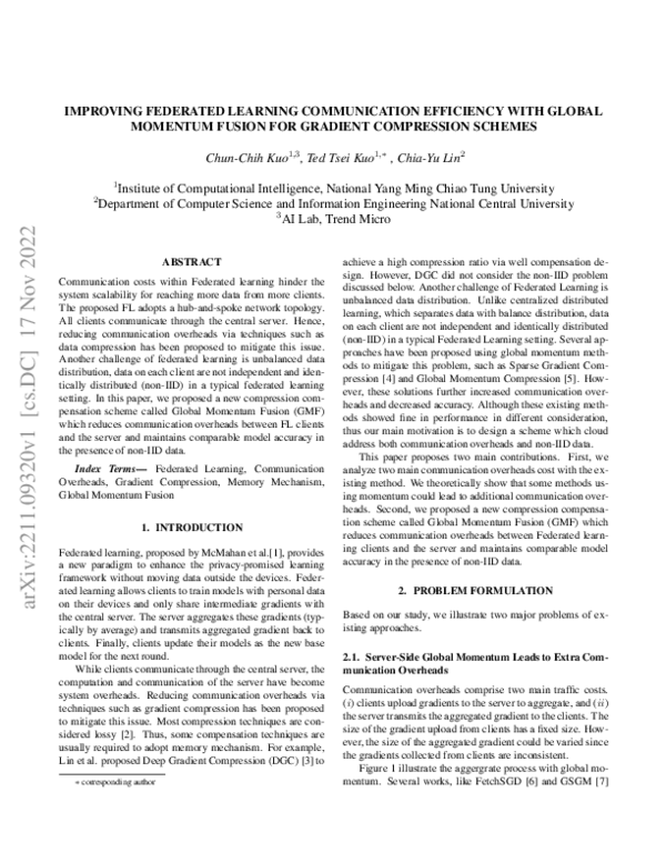 (PDF) Improving Federated Learning Communication Efficiency with Global Momentum Fusion for ...