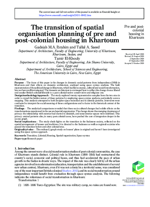 (PDF) The transition of spatial organisation planning of pre and post ...