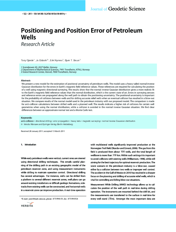 (PDF) Positioning and Position Error of Petroleum Wells