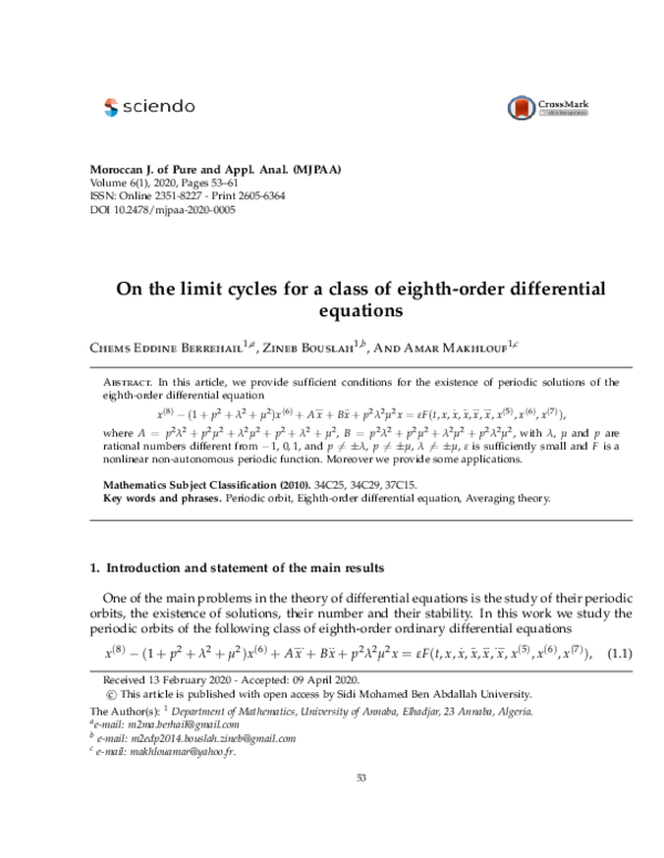 On the limit cycles for a class of eighth-order differential equations