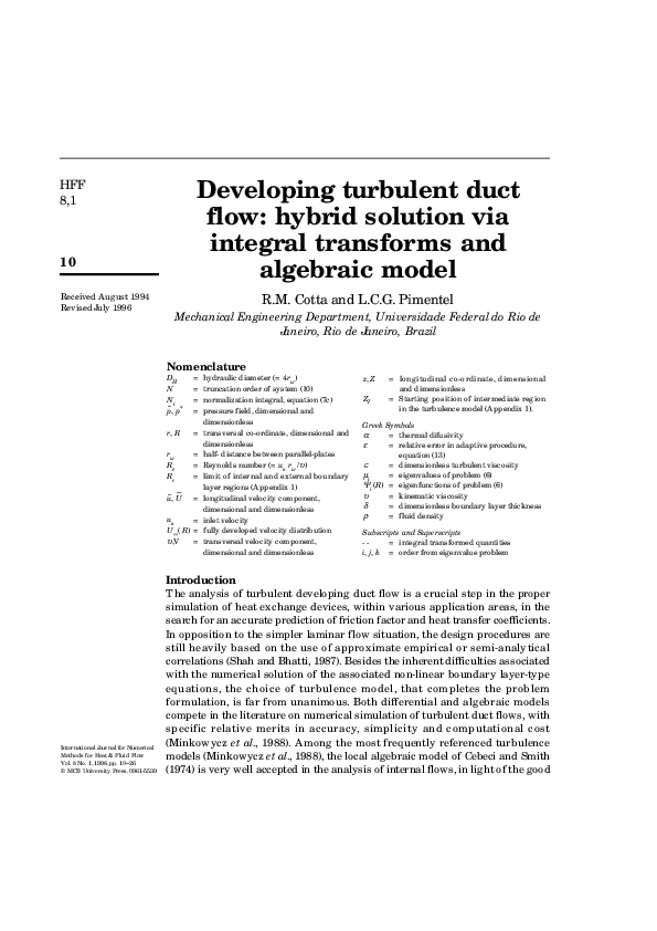 (PDF) Developing turbulent duct flow: hybrid solution via integral ...