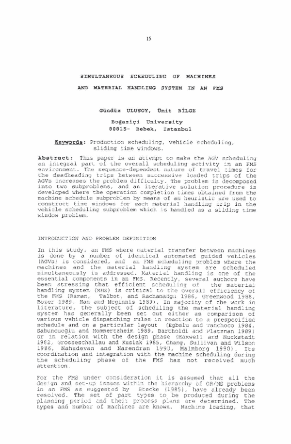 (PDF) Simultaneous Scheduling of Machines and Material Handling System in an FMS
