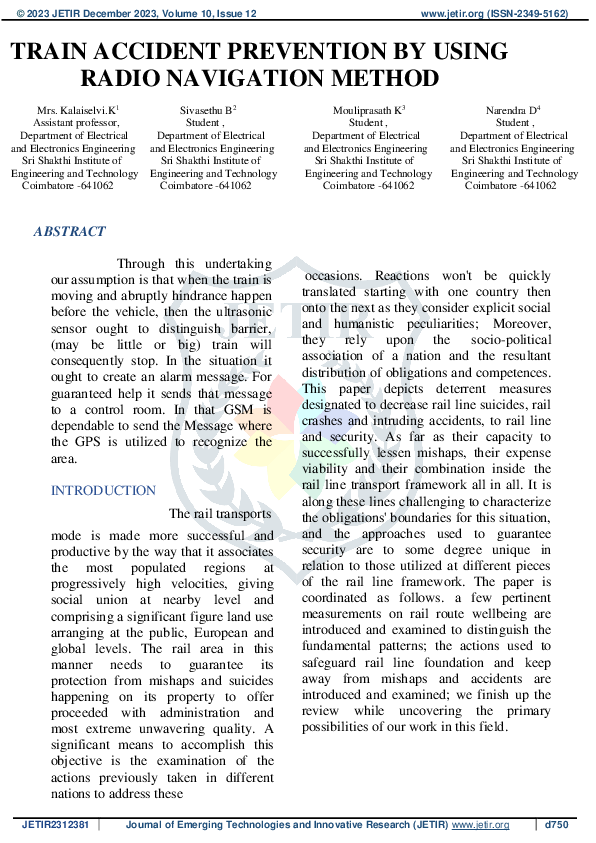 (PDF) TRAIN ACCIDENT PREVENTION BY USING RADIO NAVIGATION METHOD