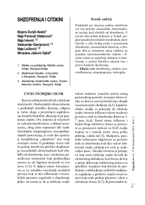 (PDF) Uvod-Teorijski Okvir Shizofrenija I Citokini