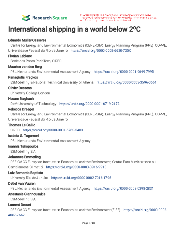(PDF) International shipping in a world below 2oC