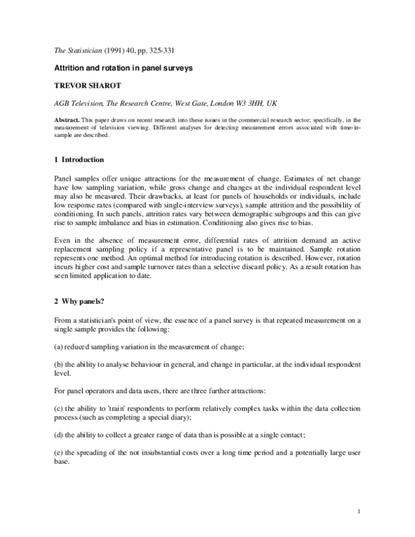(PDF) Attrition and Rotation in Panel Surveys