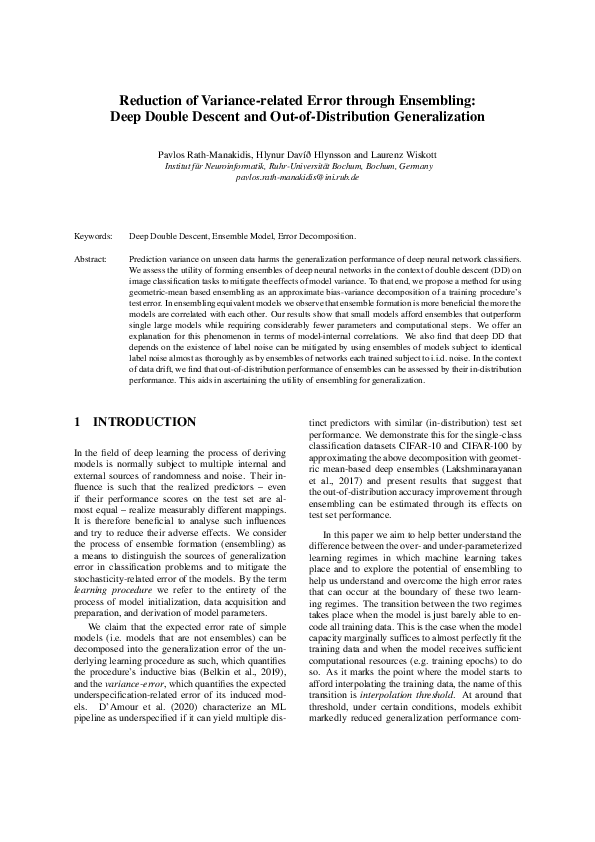 (PDF) Reduction of Variance-related Error through Ensembling: Deep ...
