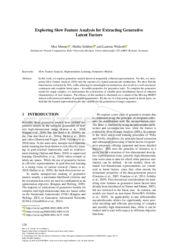 (PDF) Exploring Slow Feature Analysis for Extracting Generative Latent ... (PDF) Exploring Slow Feature Analysis for Extracting Generative Latent ...