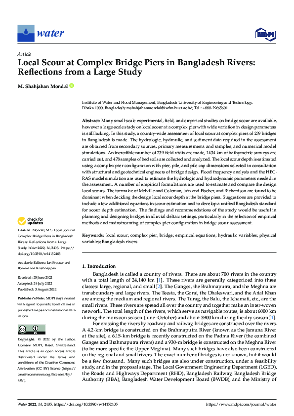 (PDF) Local Scour at Complex Bridge Piers in Bangladesh Rivers ...