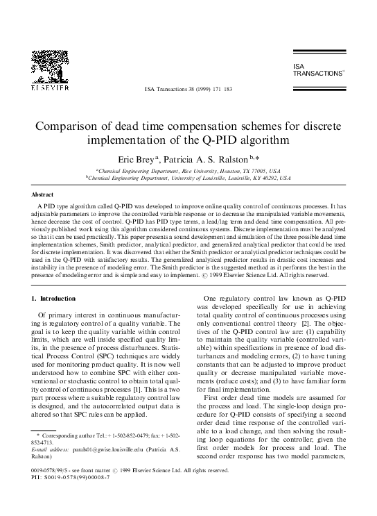 (PDF) Comparison of dead time compensation schemes for discrete ...