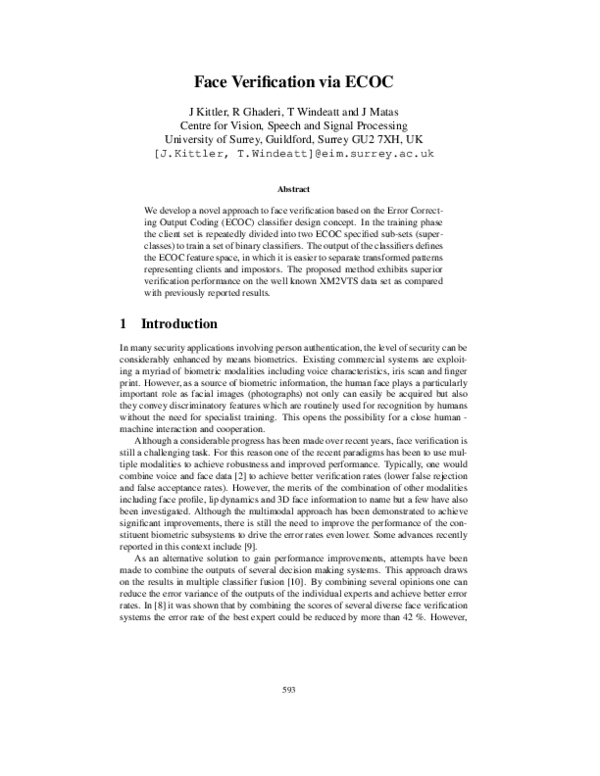 (PDF) Face Verification via ECOC | terry windeatt - Academia.edu