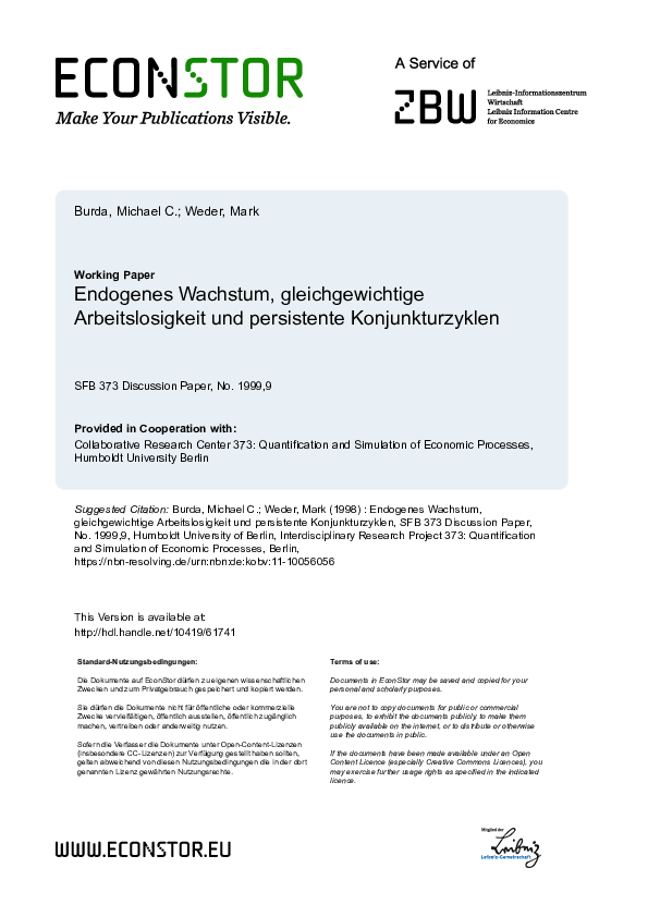 (PDF) Endogenes Wachstum, gleichgewichtige Arbeitslosigkeit und ...