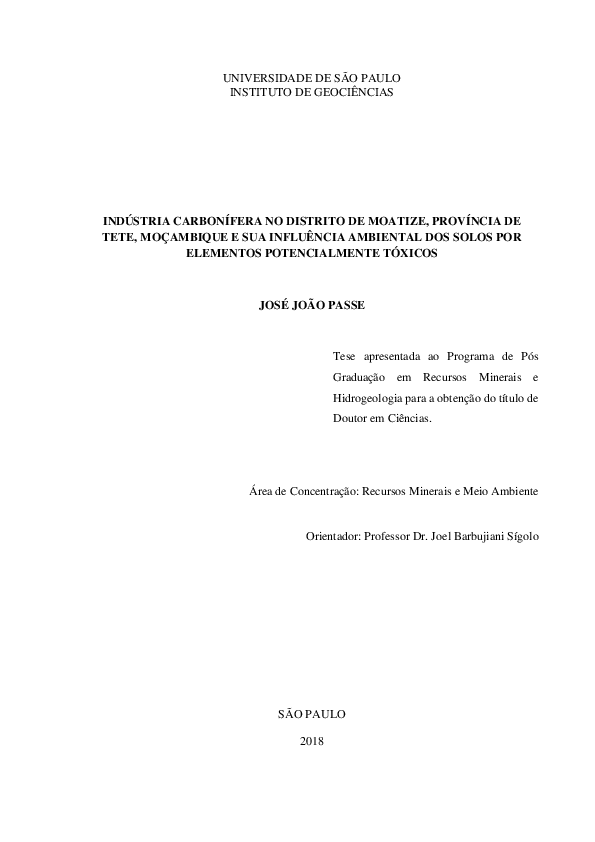 (PDF) Indústria carboní­fera no Distrito de Moatize, Província de Tete ...