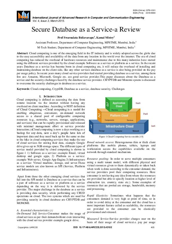 (PDF) Secure Database as a Service-a Review