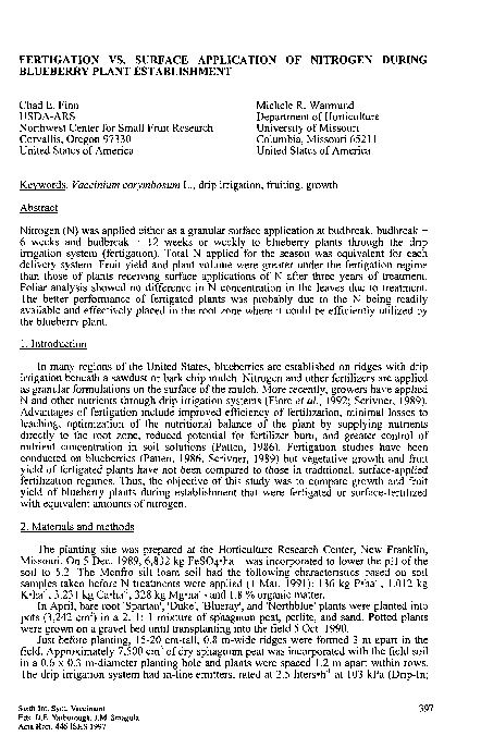 (PDF) Fertigation vs. Surface Application of Nitrogen During Blueberry ...