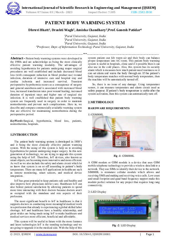 (PDF) Patient Body Warming System