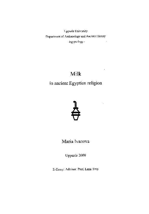 (PDF) Milk in ancient Egypt