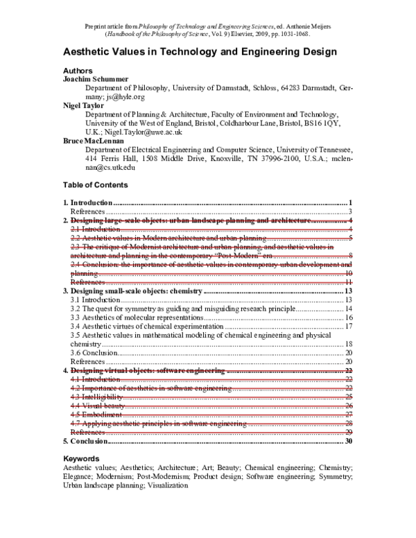 (PDF) Aesthetic Values in Technology and Engineering Design