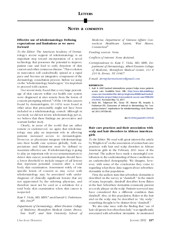 (PDF) Effective use of teledermatology: Defining expectations and ...
