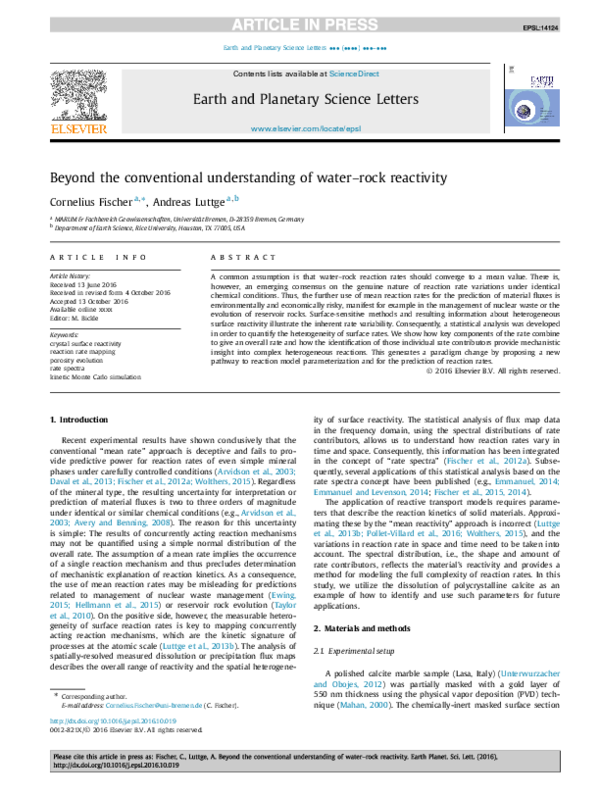 (PDF) Beyond the conventional understanding of water–rock reactivity