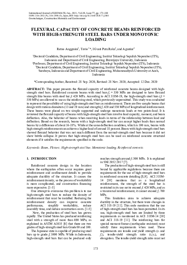 (PDF) Flexural Capacity of Concrete Beams Reinforced with High-Strength Steel Bars Under ...