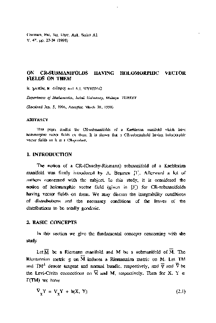 (PDF) On CR-submanifolds having holomorphic vector fields on them