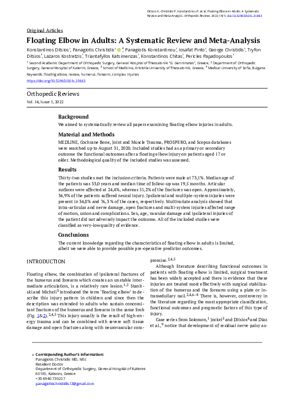 (PDF) Floating Elbow in Adults: A Systematic Review and Meta-Analysis ...