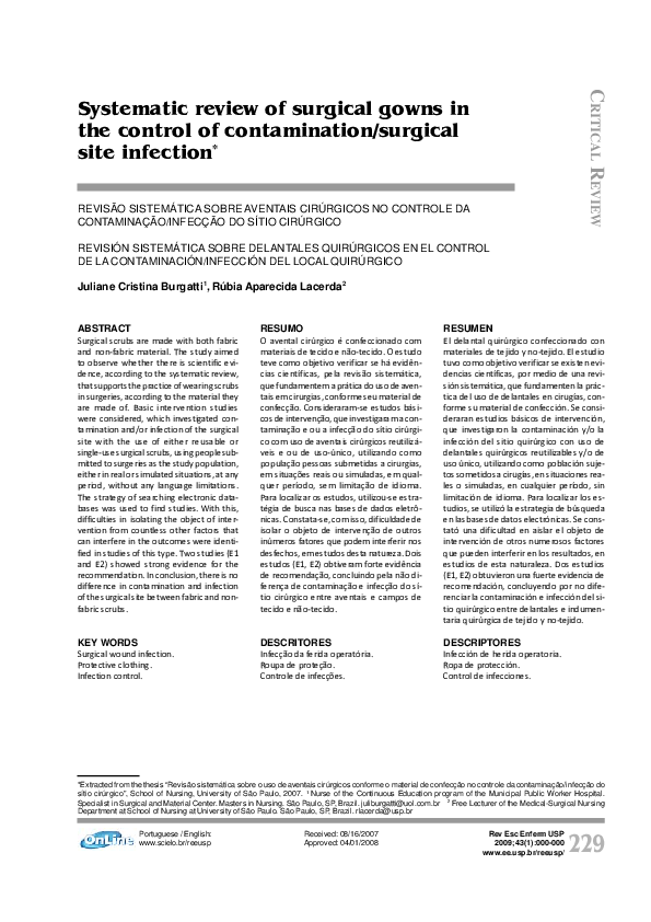 (PDF) [Systematic review of surgical gowns in the control of ...