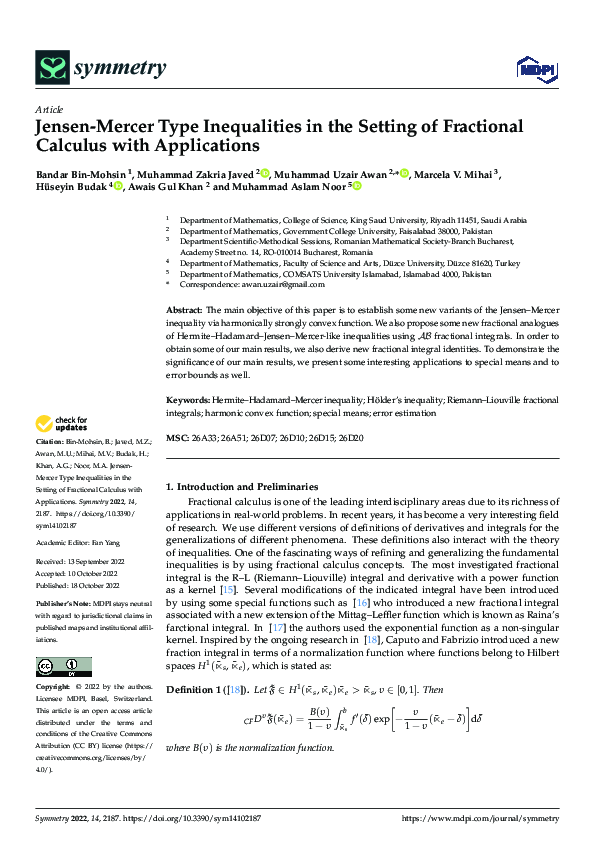 (PDF) Jensen-Mercer Type Inequalities in the Setting of Fractional ...