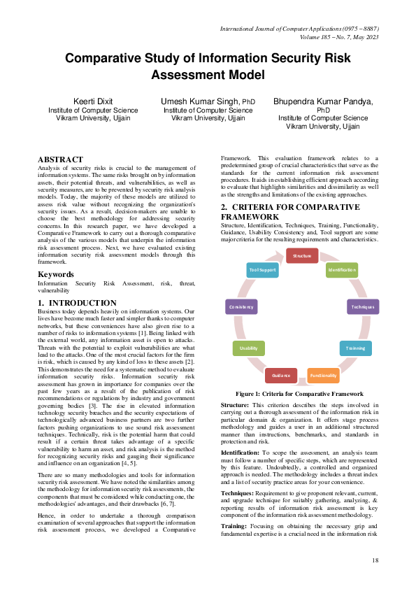(PDF) Comparative Study of Information Security Risk Assessment Model