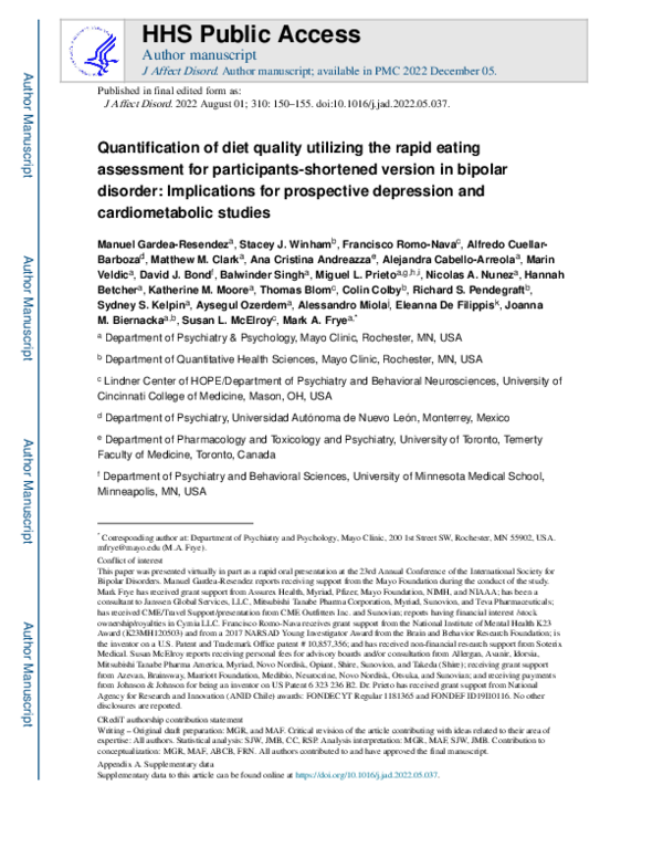 (PDF) Quantification of diet quality utilizing the rapid eating ...