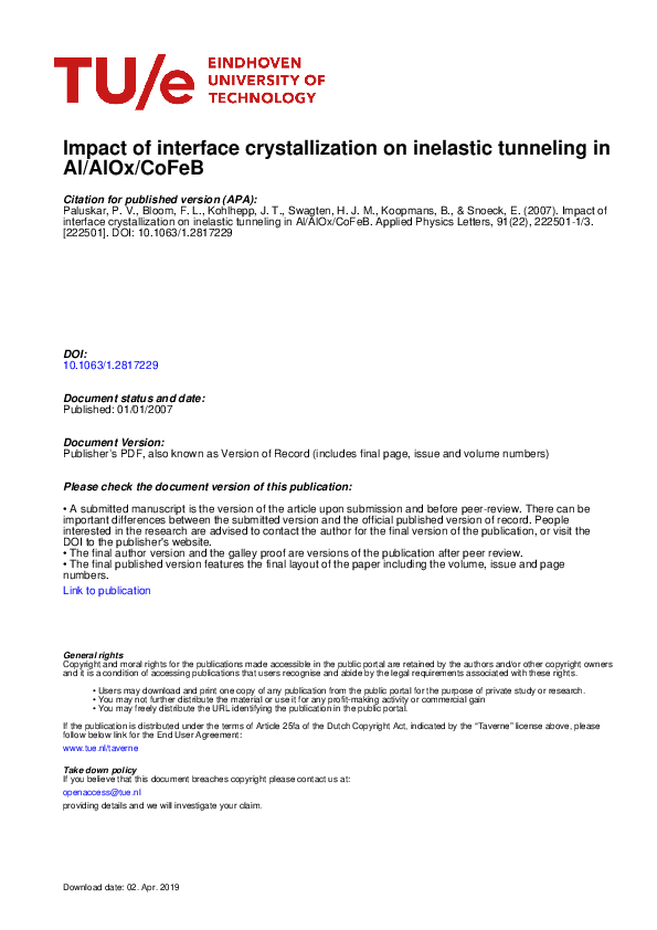 (PDF) Impact of interface crystallization on inelastic tunneling in Al∕ ...