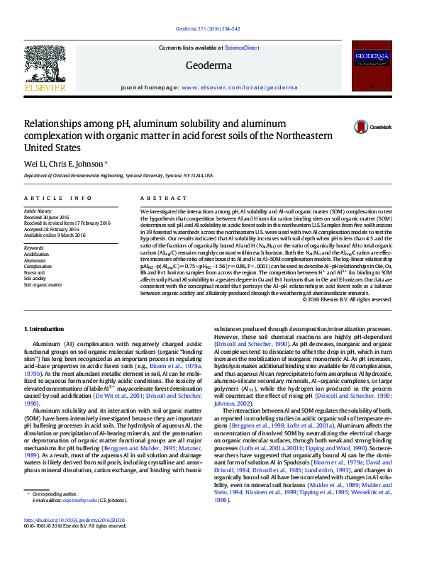 (PDF) Relationships among pH, aluminum solubility and aluminum ...
