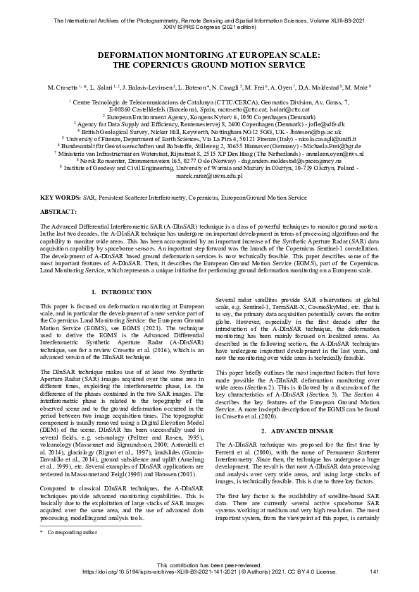 (PDF) Deformation Monitoring at European Scale: The Copernicus Ground ...