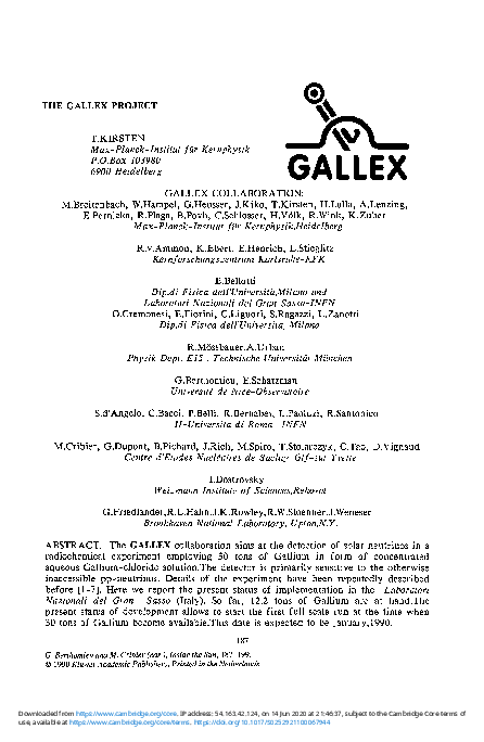(PDF) The Gallex Project