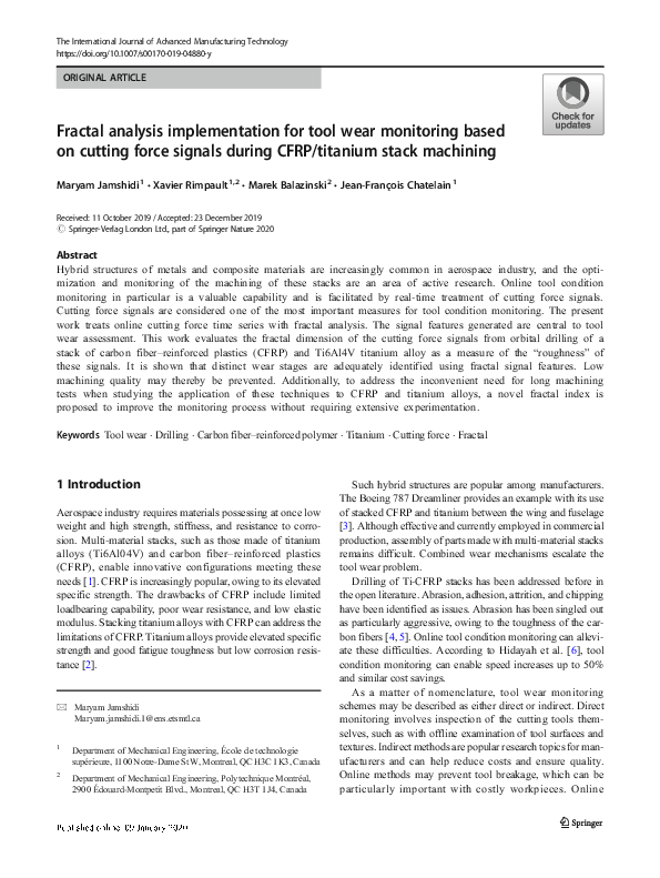(PDF) Fractal analysis implementation for tool wear monitoring based on cutting force signals ...