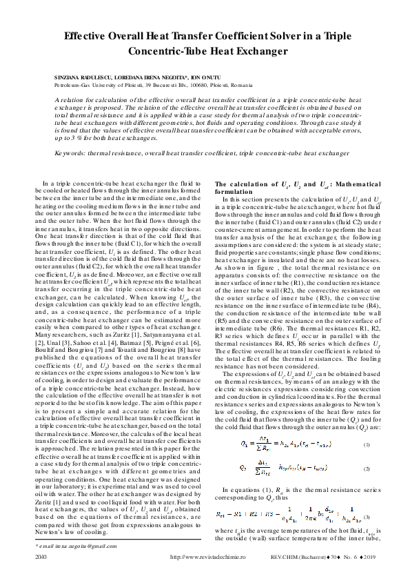 (PDF) Effective Overall Heat Transfer Coefficient Solver in a Triple Concentric-Tube Heat Exchanger