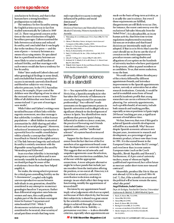 (PDF) Why Spanish science is at a standstill