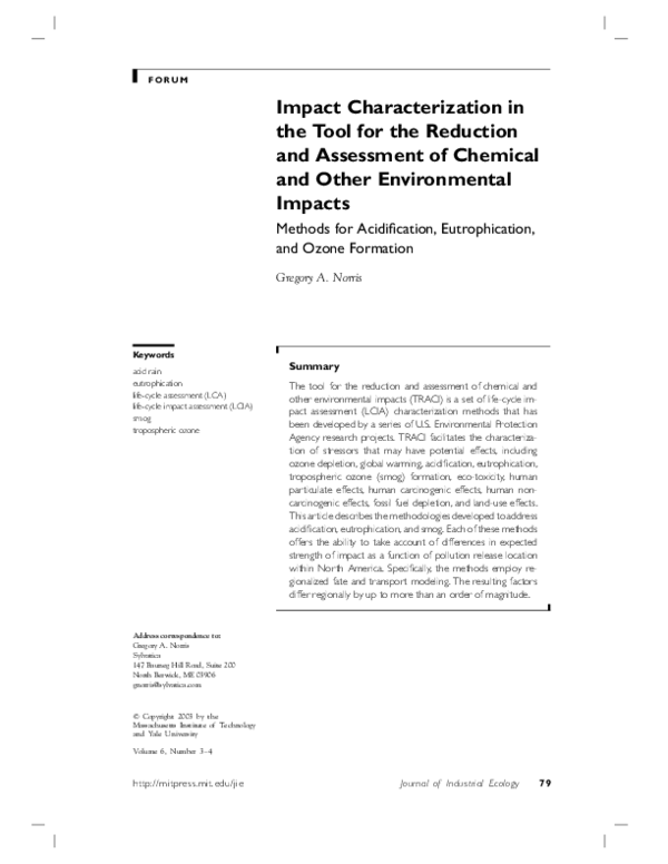 (PDF) Impact Characterization in the Tool for the Reduction and ...