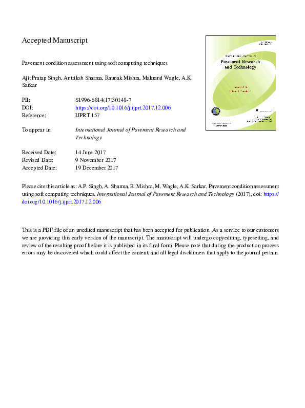 (PDF) Pavement condition assessment using soft computing techniques