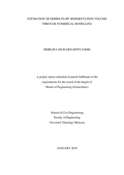 (PDF) Numerical Modelling of Debris Flow Sedimentation Volume