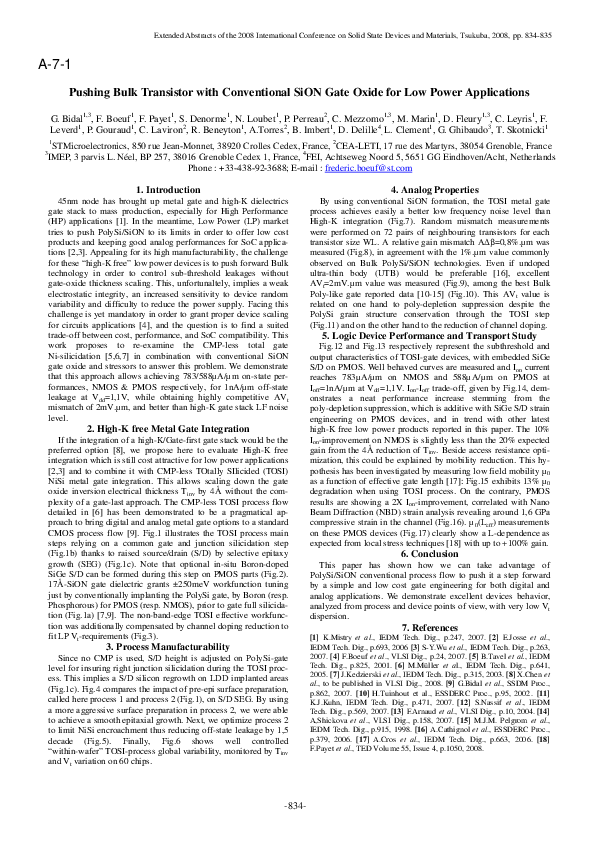 (PDF) Pushing Bulk Transistor with Conventional SiON Gate Oxide for Low ...